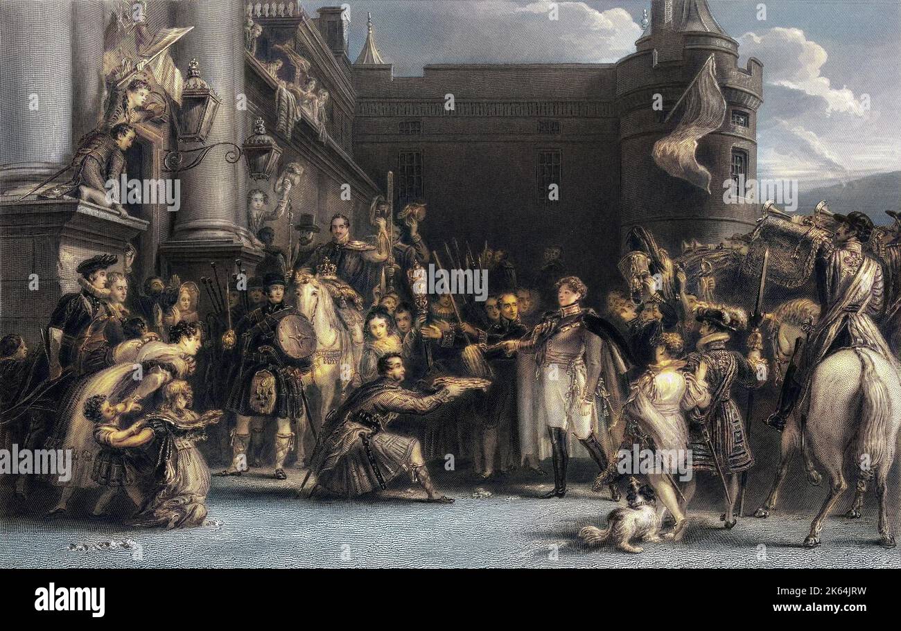 Reception of King George IV at Holyrood Palace, Edinburgh, Scotland ...