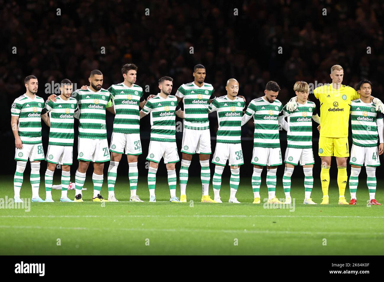 Celtic line up prior to the UEFA Champions League Group F match at ...
