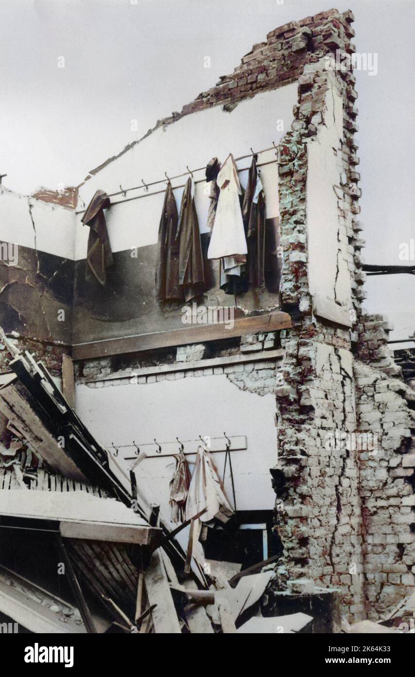 WW2 - 'Where's George?' - Bomb Damage in London - Coats and Hats left ...