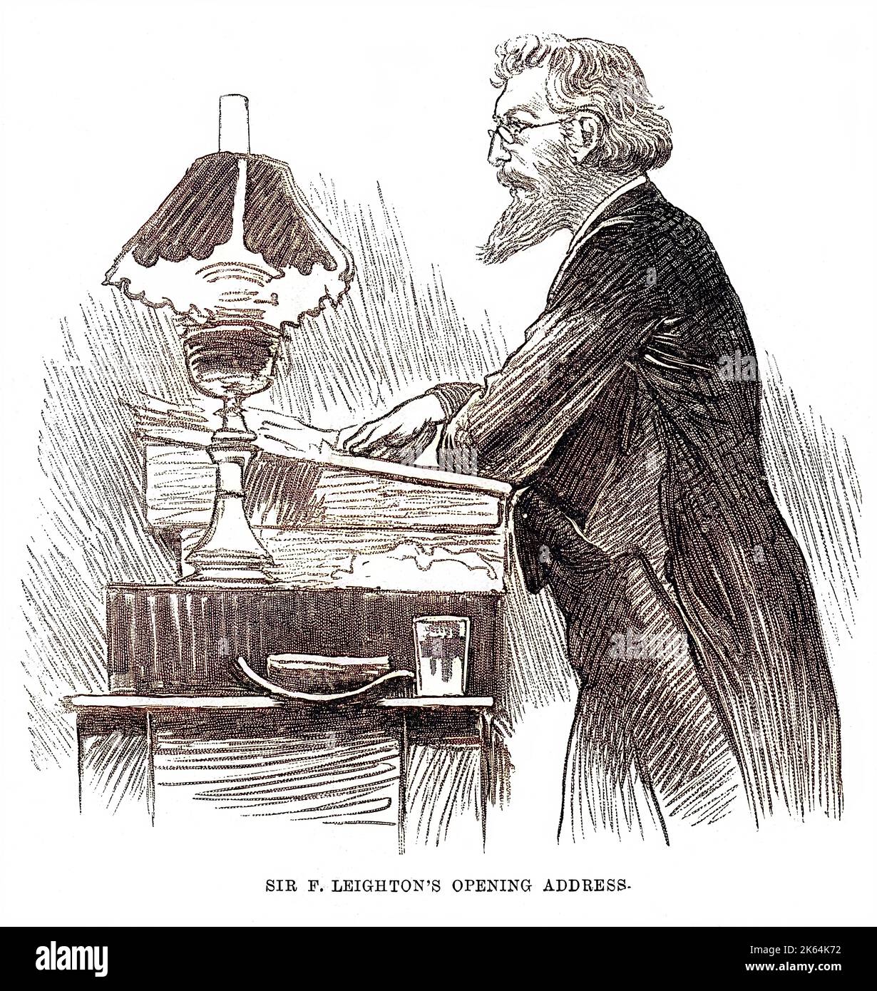 FREDERICK, LORD LEIGHTON artist, depicted addressing an audience Stock ...