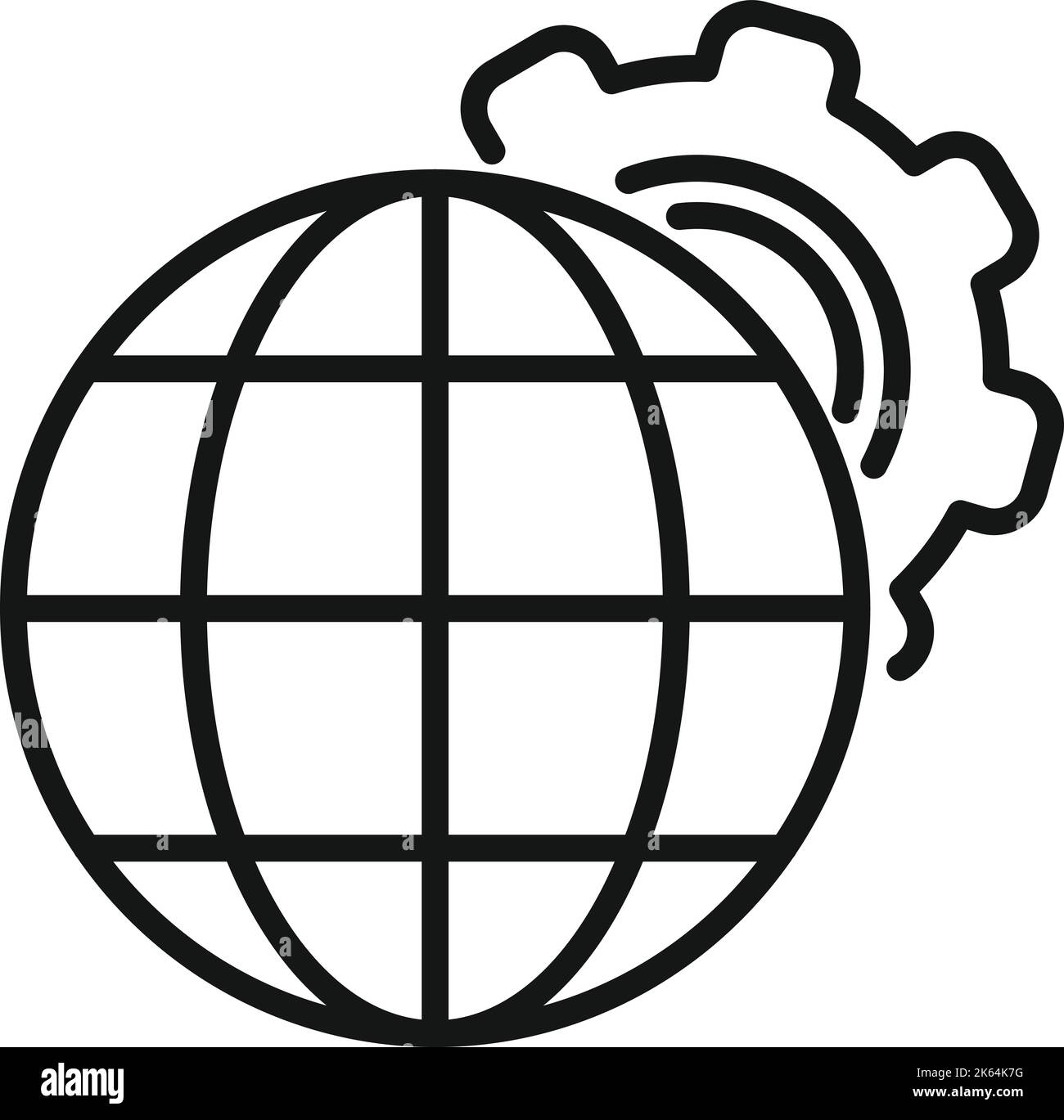 Global gear control icon outline vector. Center plan. Remote work Stock ...