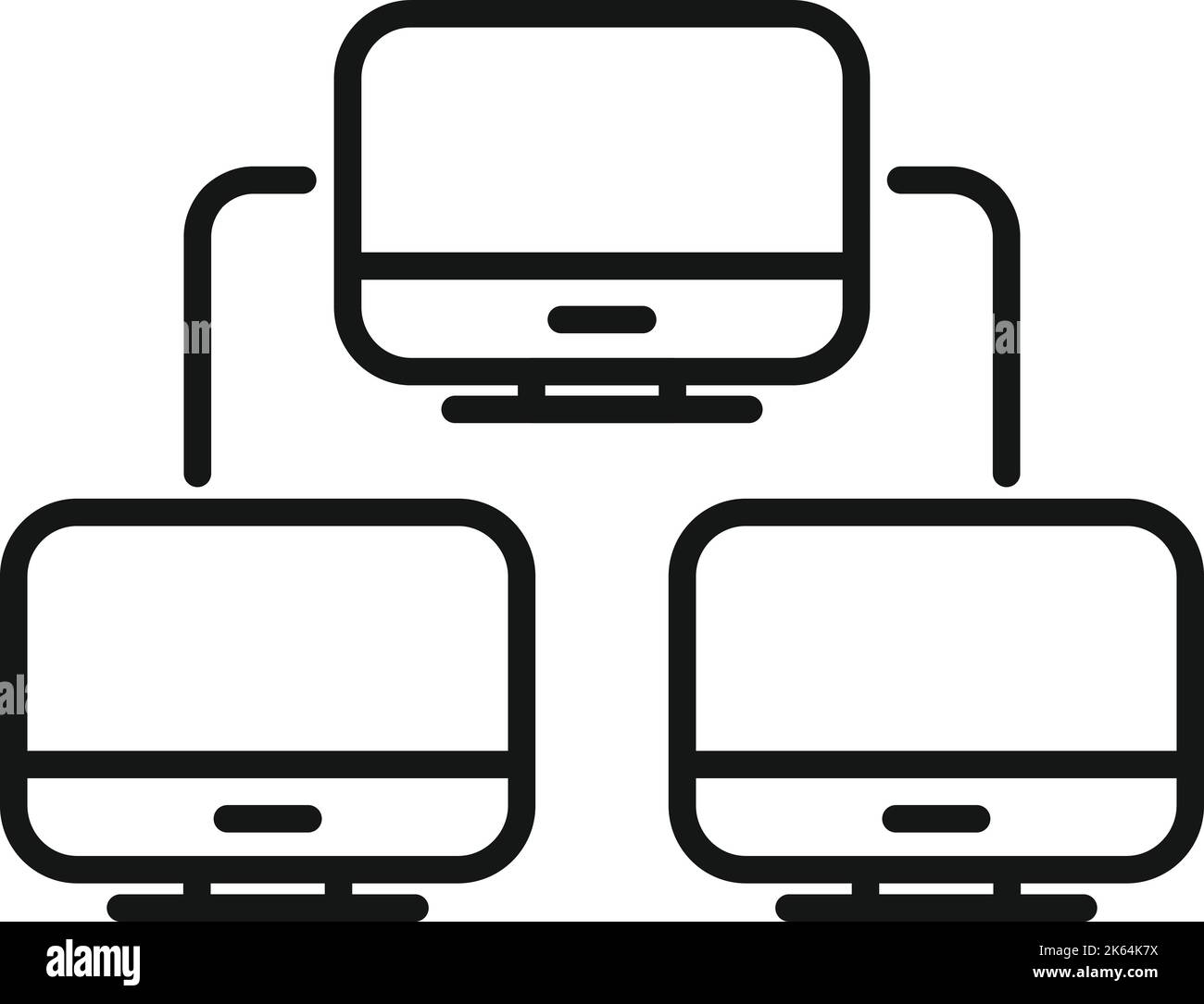 Control pc network icon outline vector. Data system. Monitor plan Stock ...