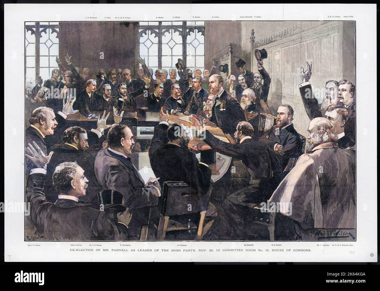 Charles Stewart Parnell is re-elected as leader of the Irish Party, in ...