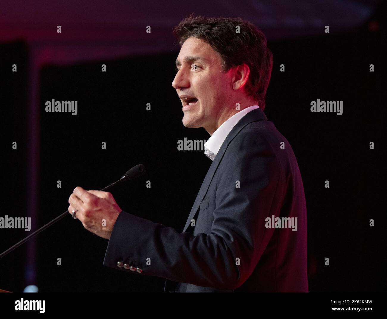 Prime Minister Justin Trudeau makes an announcemnet at the Rio Tinto ...