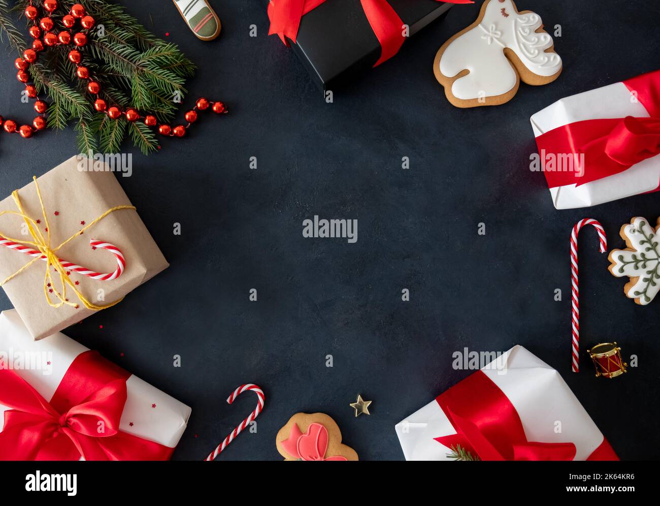 christmas frame festive background gift box circle Stock Photo - Alamy
