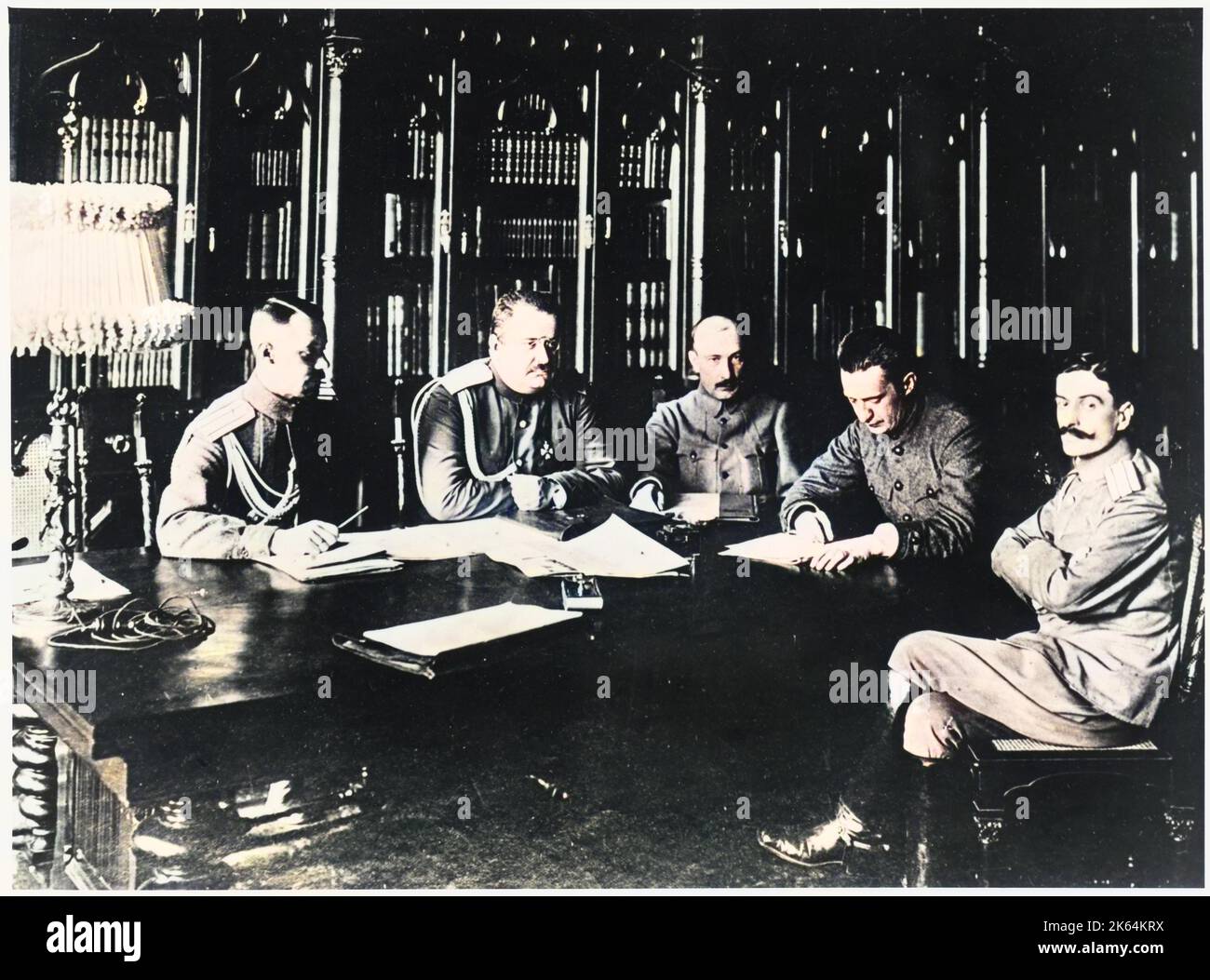 Alexander Kerensky and his military cabinet. From left to right ...