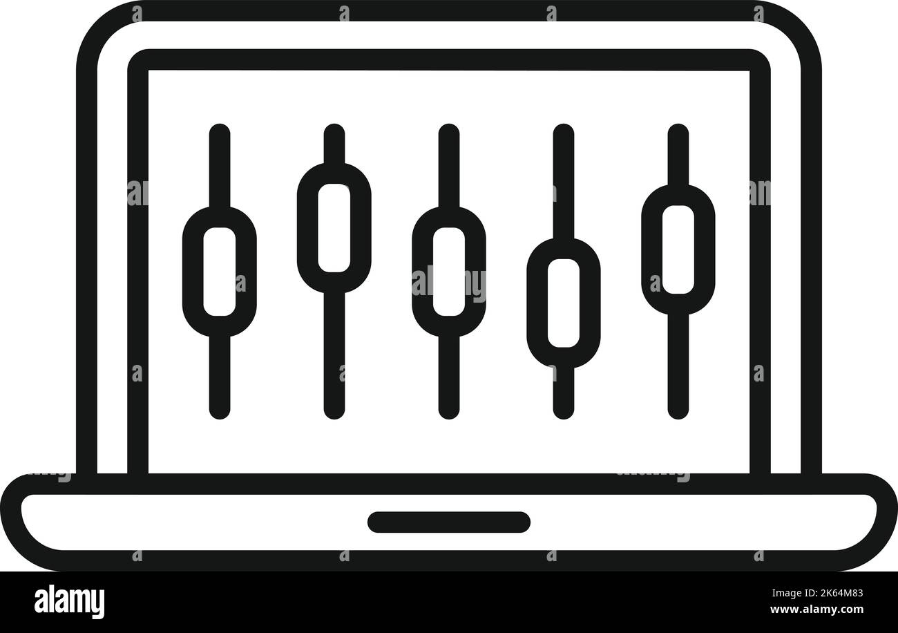 Laptop control icon outline vector. Screen center. Remote server Stock ...