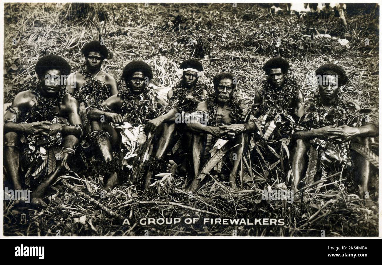 A Family Group of Firewalkers - Fiji, Oceania. Only one family on one island possesses the ...