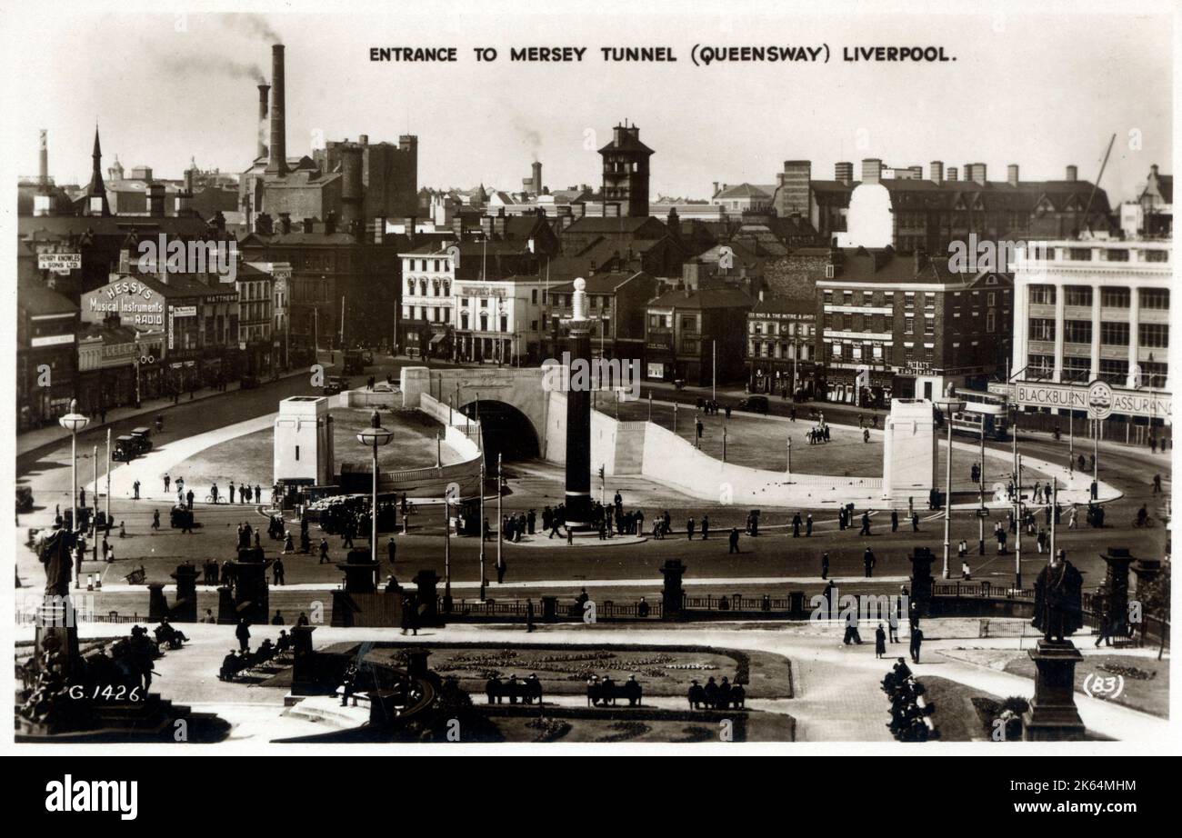 Liverpool, Merseyside - The Queensway (Birkenhead) Mersey Tunnel - Old ...