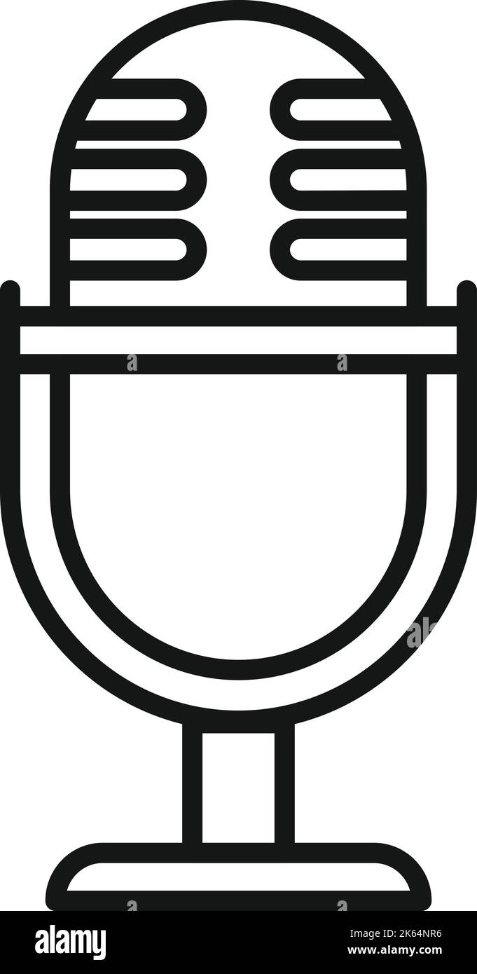 Communication microphone icon outline vector. Media network. Talk team ...