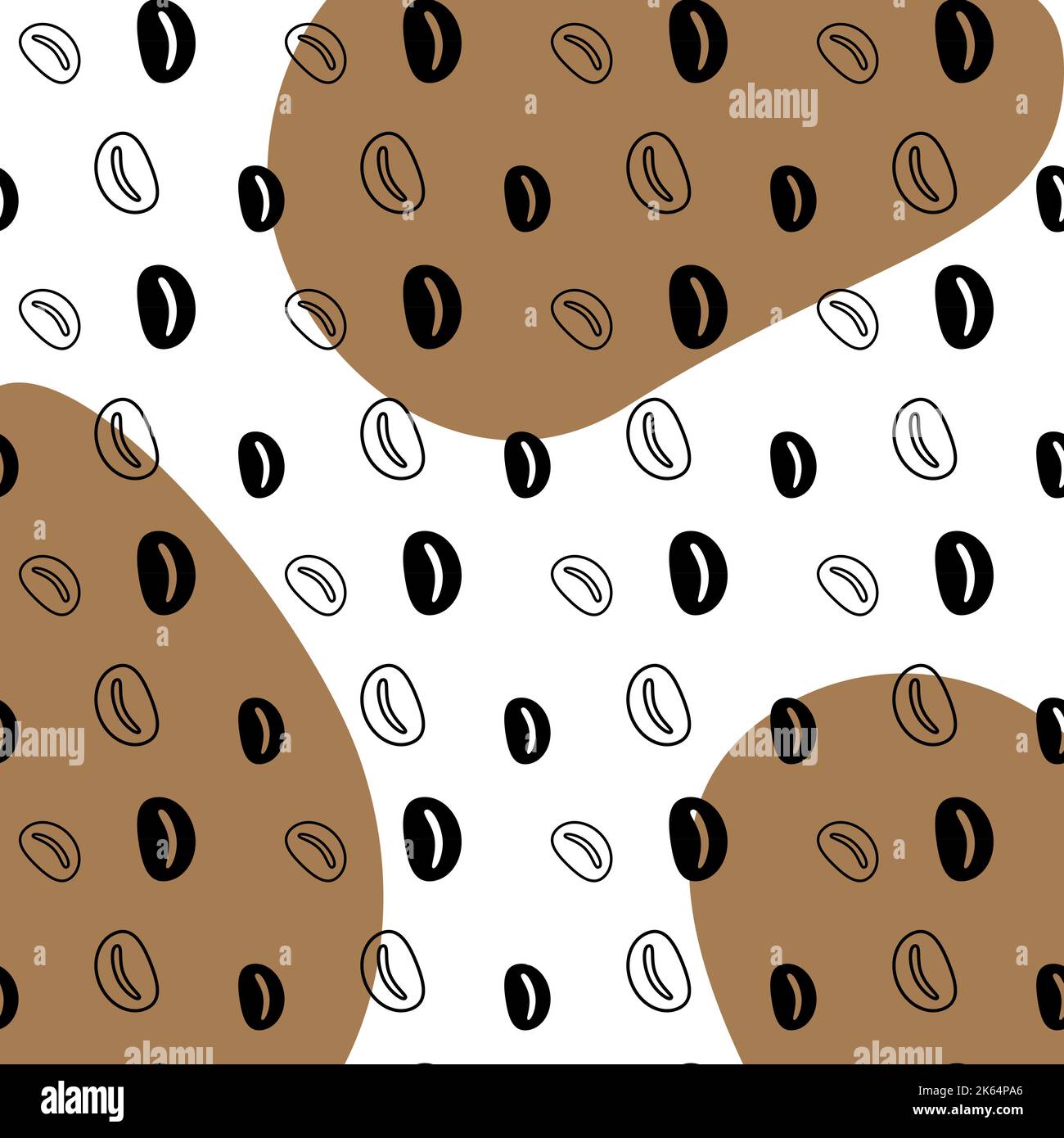 Seamless endless pattern with coffee beans and spots in trendy coffee ...