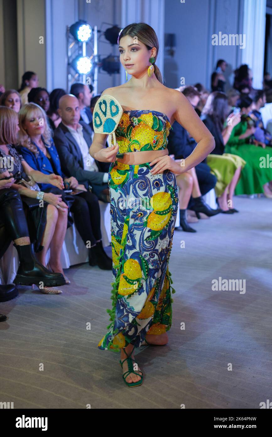 Madrid, Spain. 11th Oct, 2022. A model walks the runway at the Giannina ...