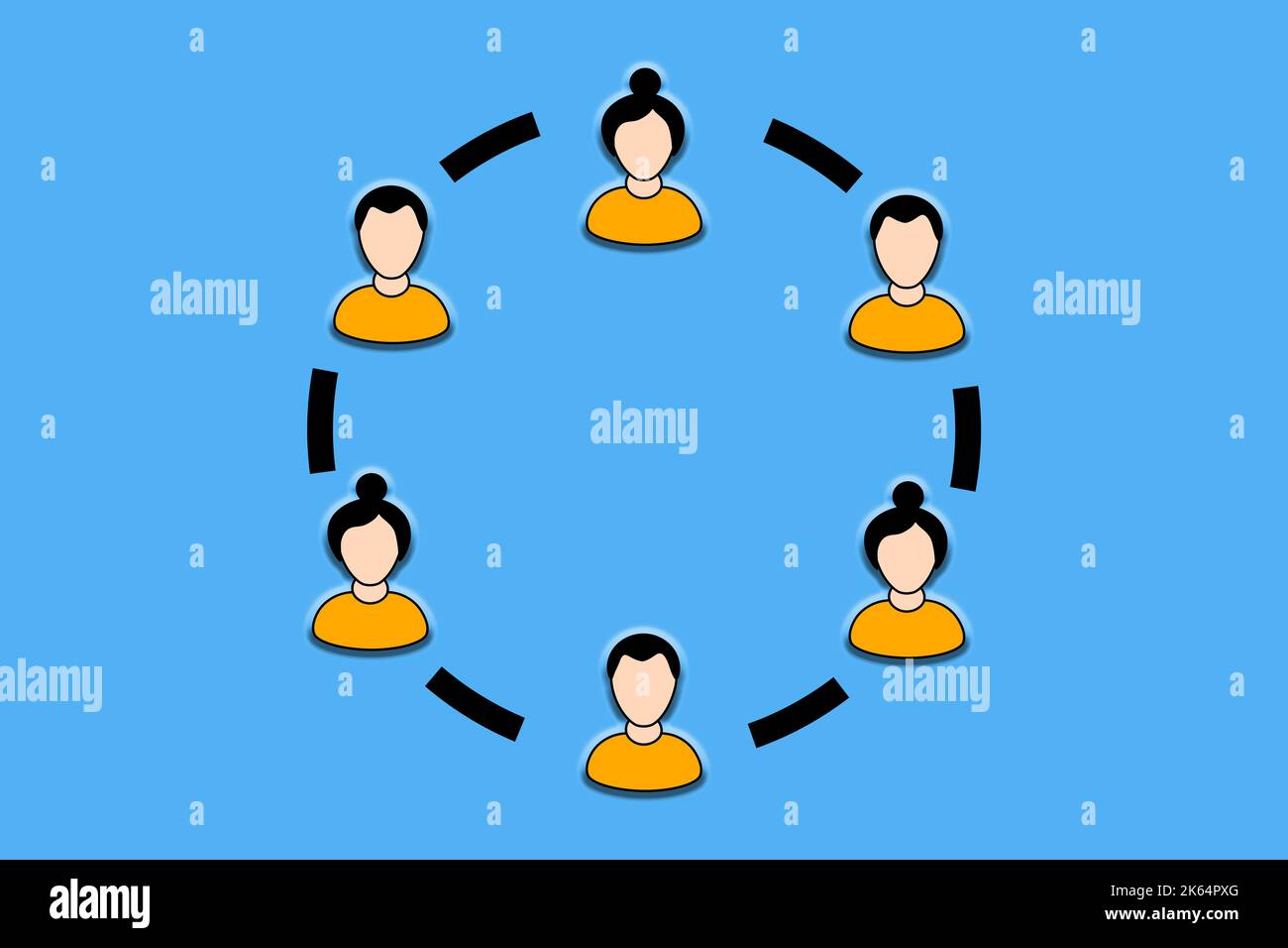 Avatars of team members forming a circle, symbolizing a team and ...