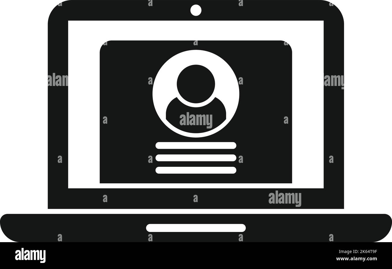Laptop online hire icon simple vector. Job search. Career people Stock ...