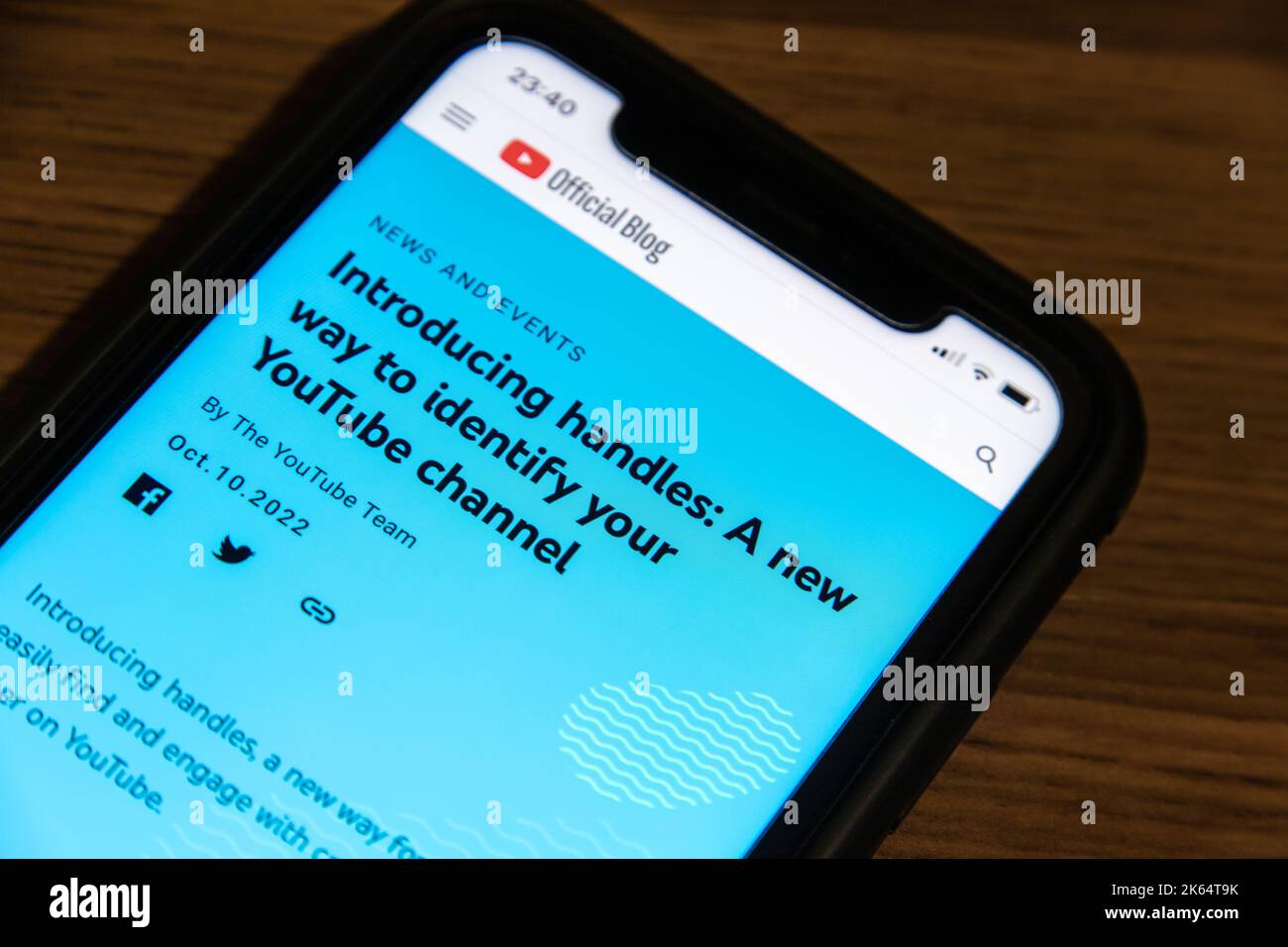 A blog post about introduction of handles on YouTube from YouTube blog ...
