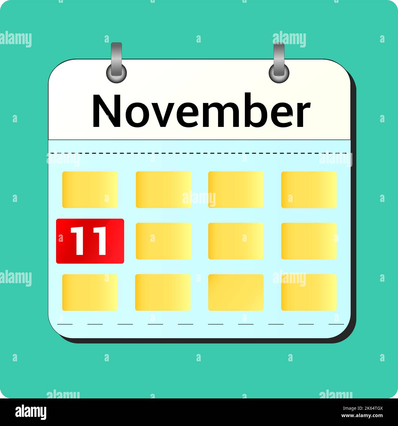 calendar vector drawing, date November 11 on the page Stock Vector ...