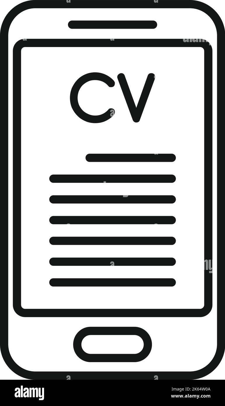 Cv phone icon outline vector. Internet work. Looking agency Stock ...