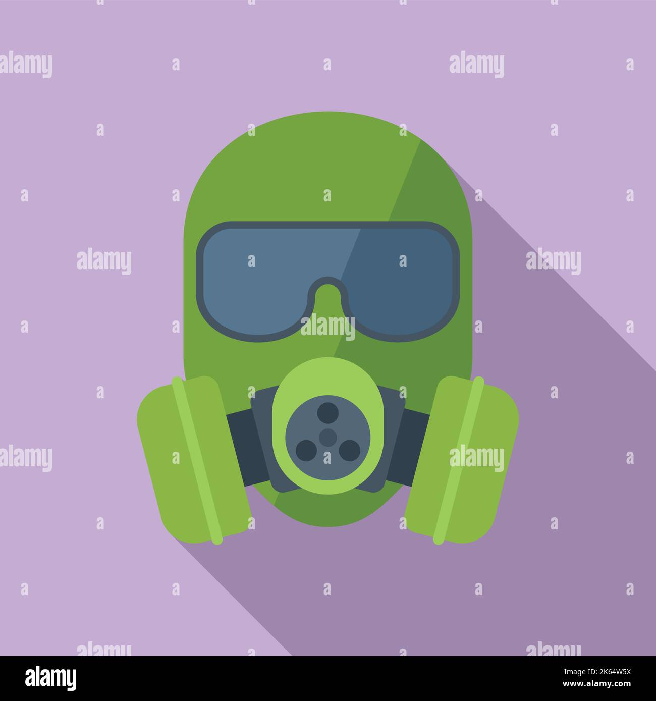 War gas mask icon flat vector. Toxic air. Chemical respirator Stock ...