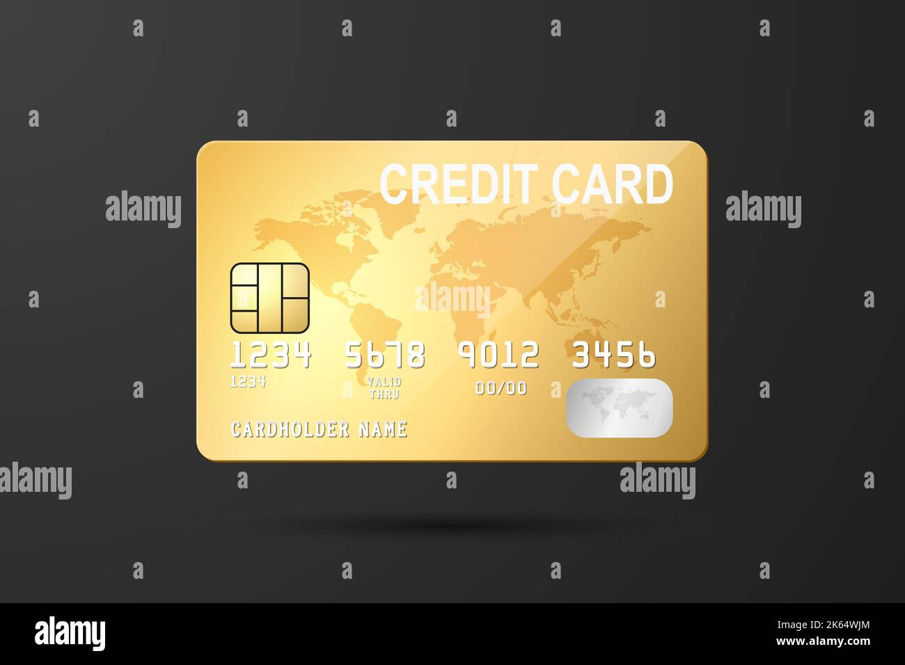 Vector 3d Realistic Yellow Golden Credit Card on Black Background ...