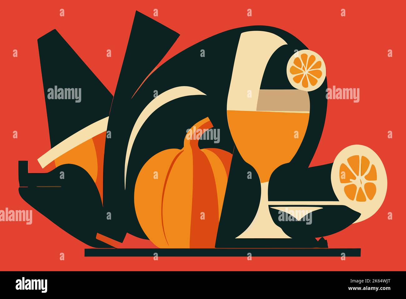 An editable pumpkin and lemonade element at a Thanksgiving dinner Stock ...