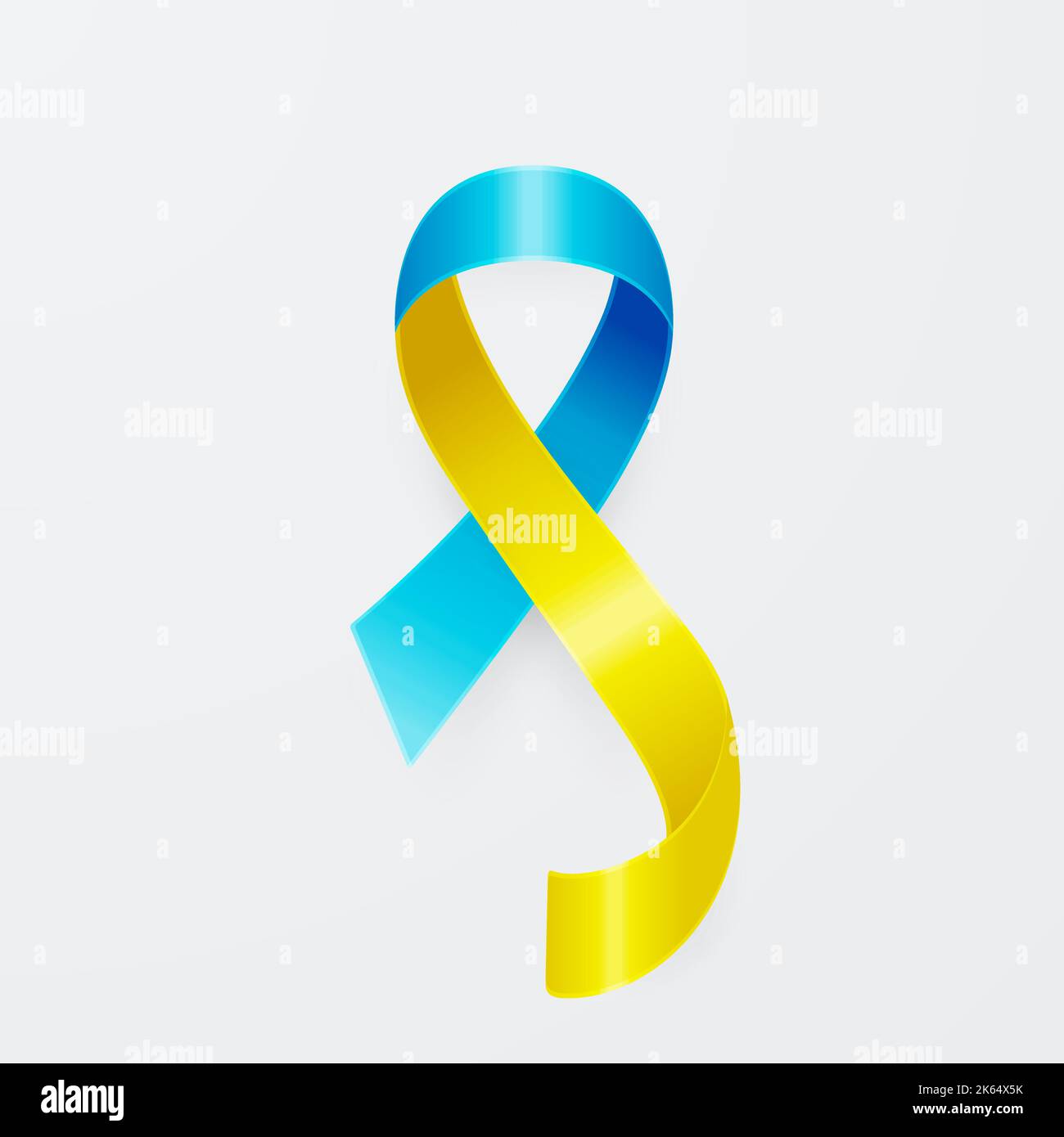 Vector 3d Realistic Yellow and Blue Ribbon Icon Closeup Isolated on ...