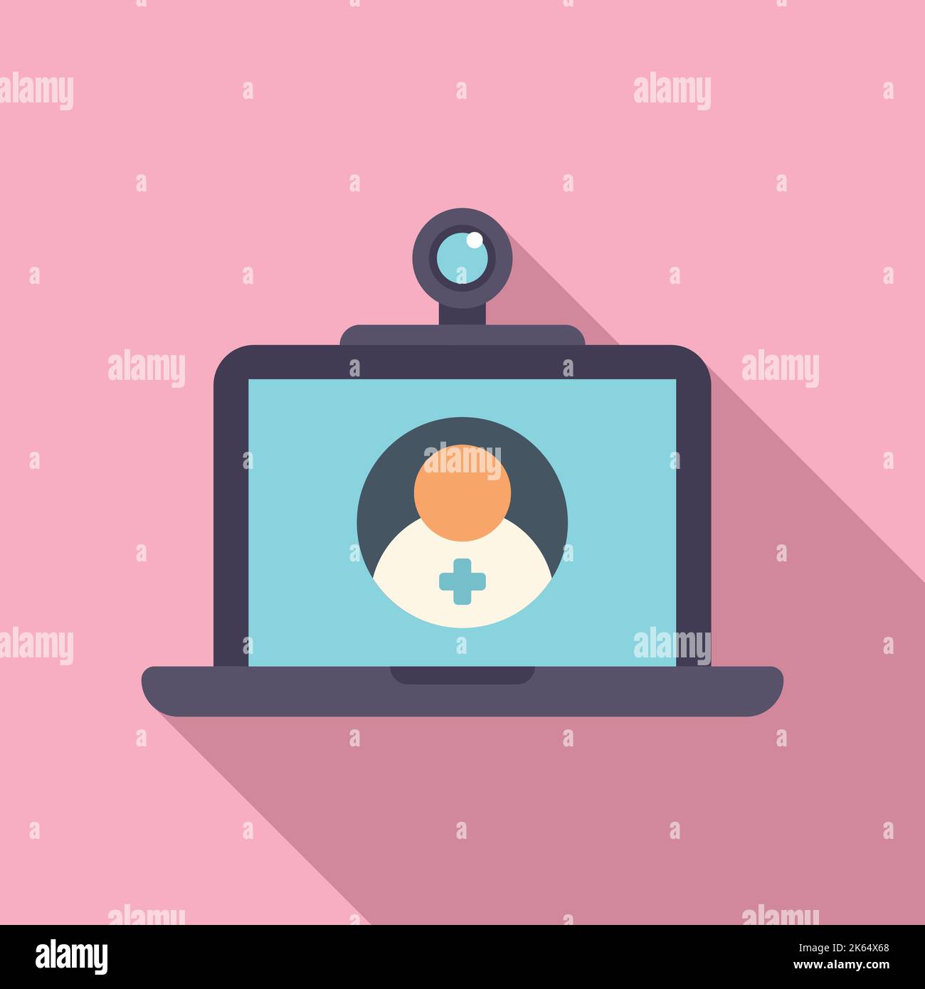 Telemedicine video call icon flat vector. Online patient. Medical care ...