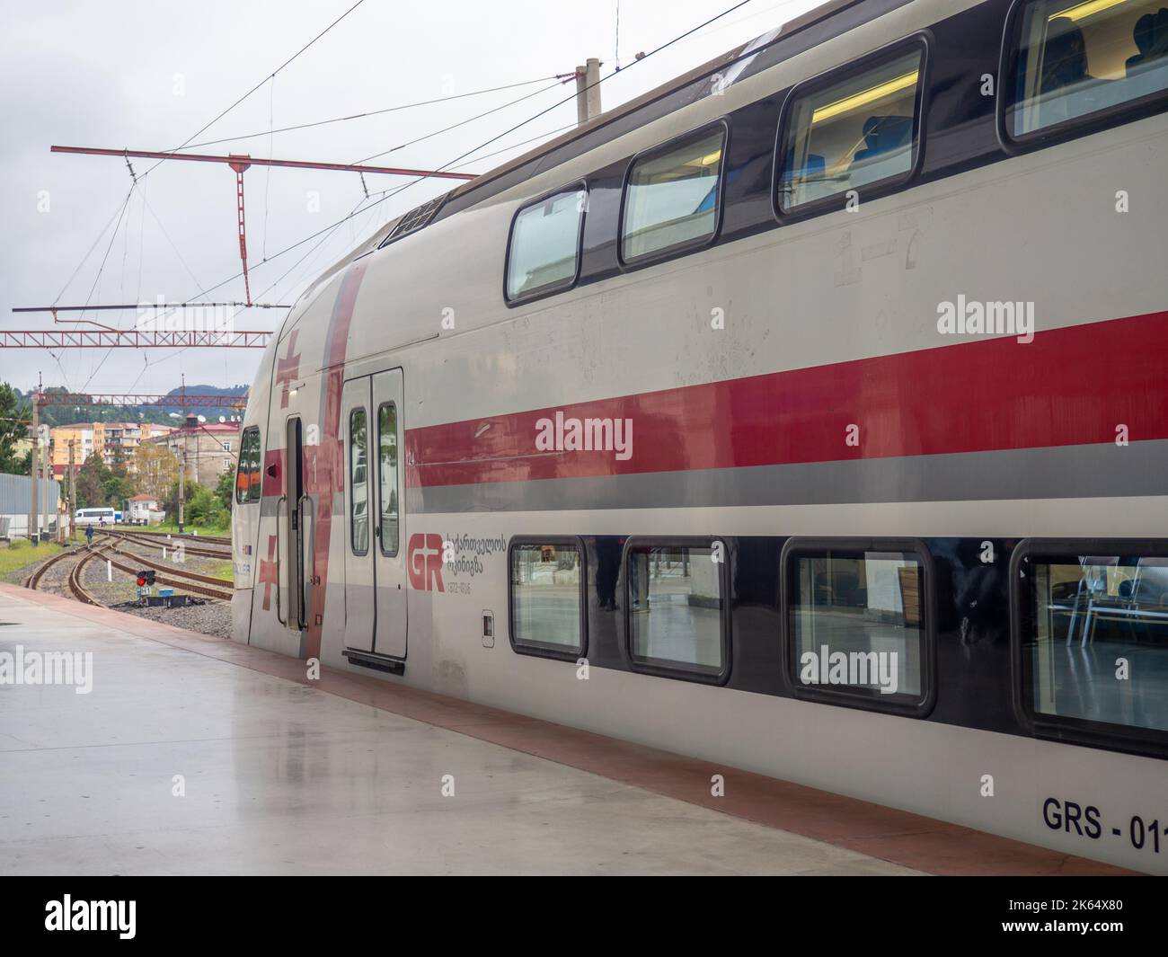 Batumi, Georgia. 10.07.2022 At the pier near the departing train. Train ...