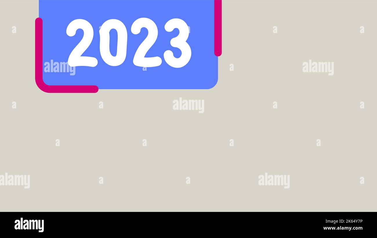 New Year, 2023 minimalist postcard, folder spine style hand drawn ...