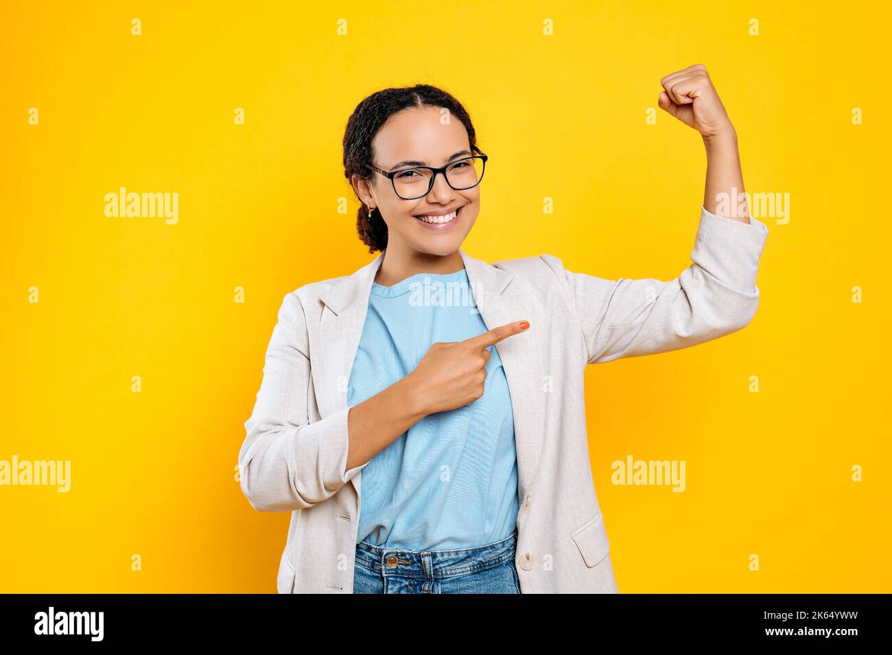 Positive strong successful brazilian or latino female employee ...