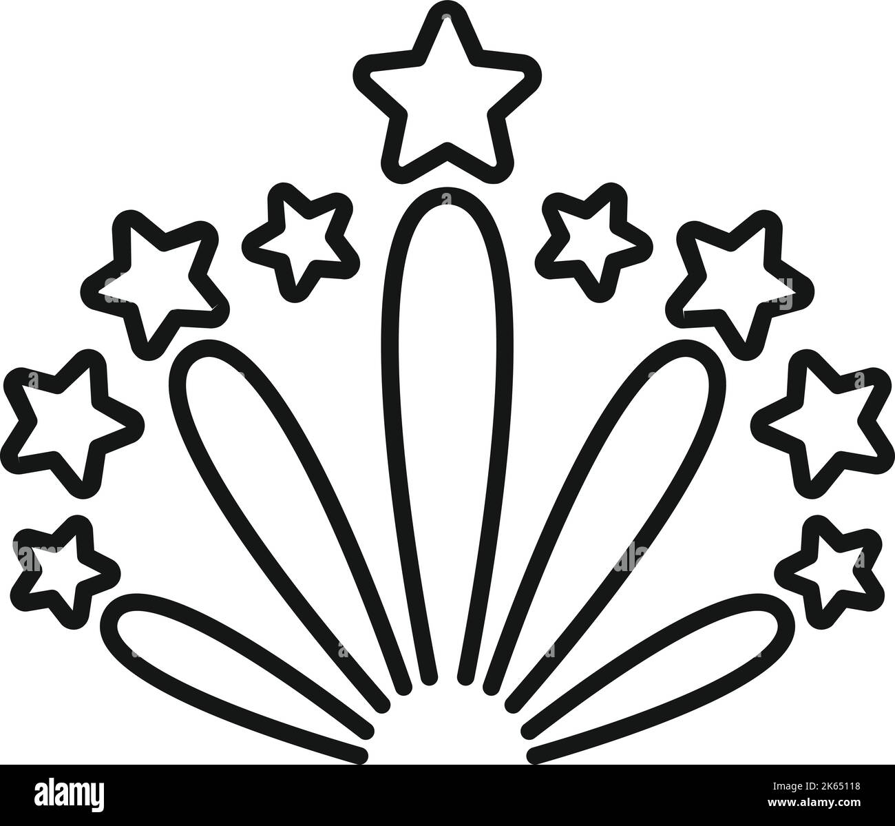 Happy firework icon outline vector. Carnival party. Sky circle Stock ...