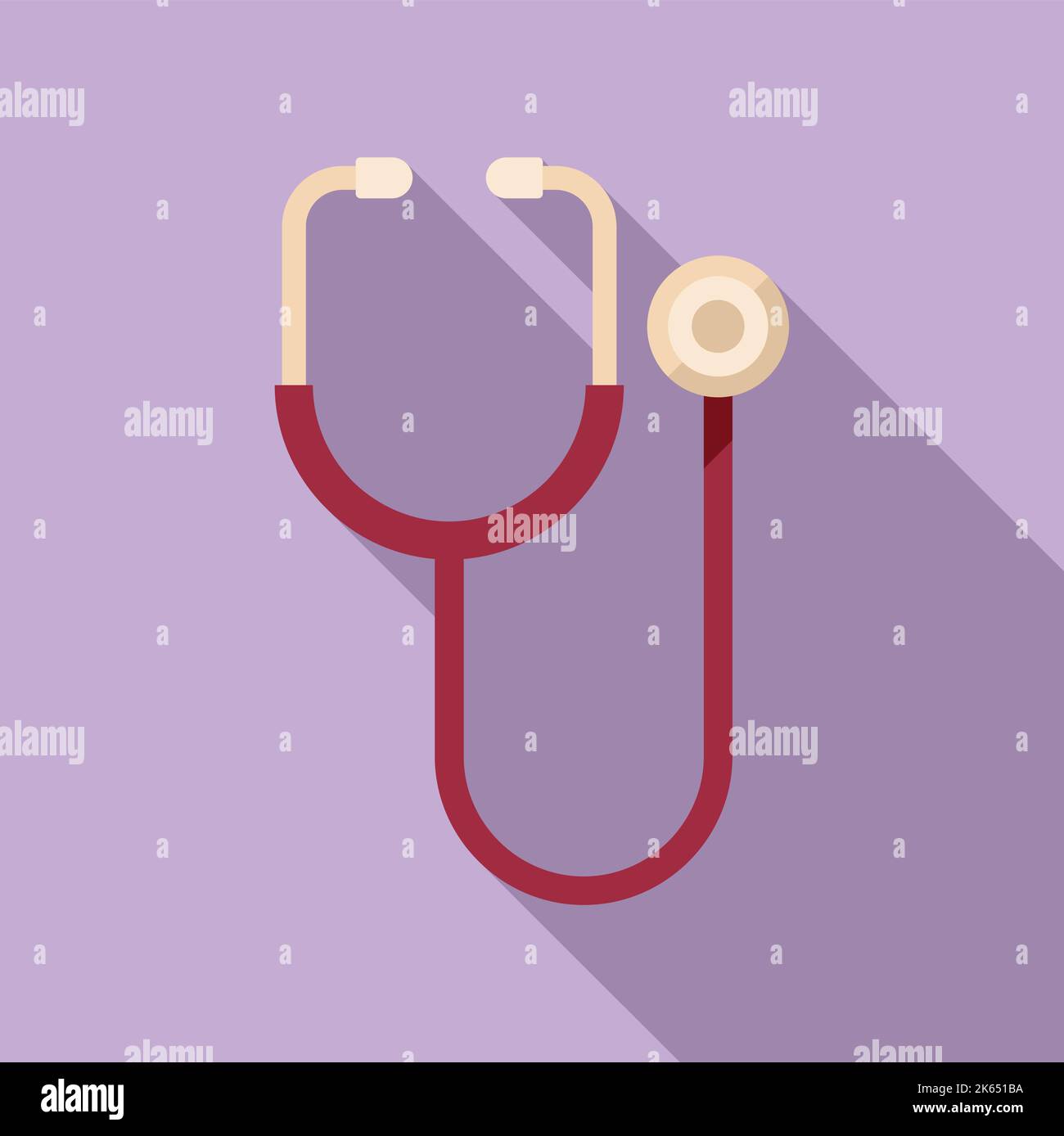Doctor stethoscope icon flat vector. Family health. Online medicine ...