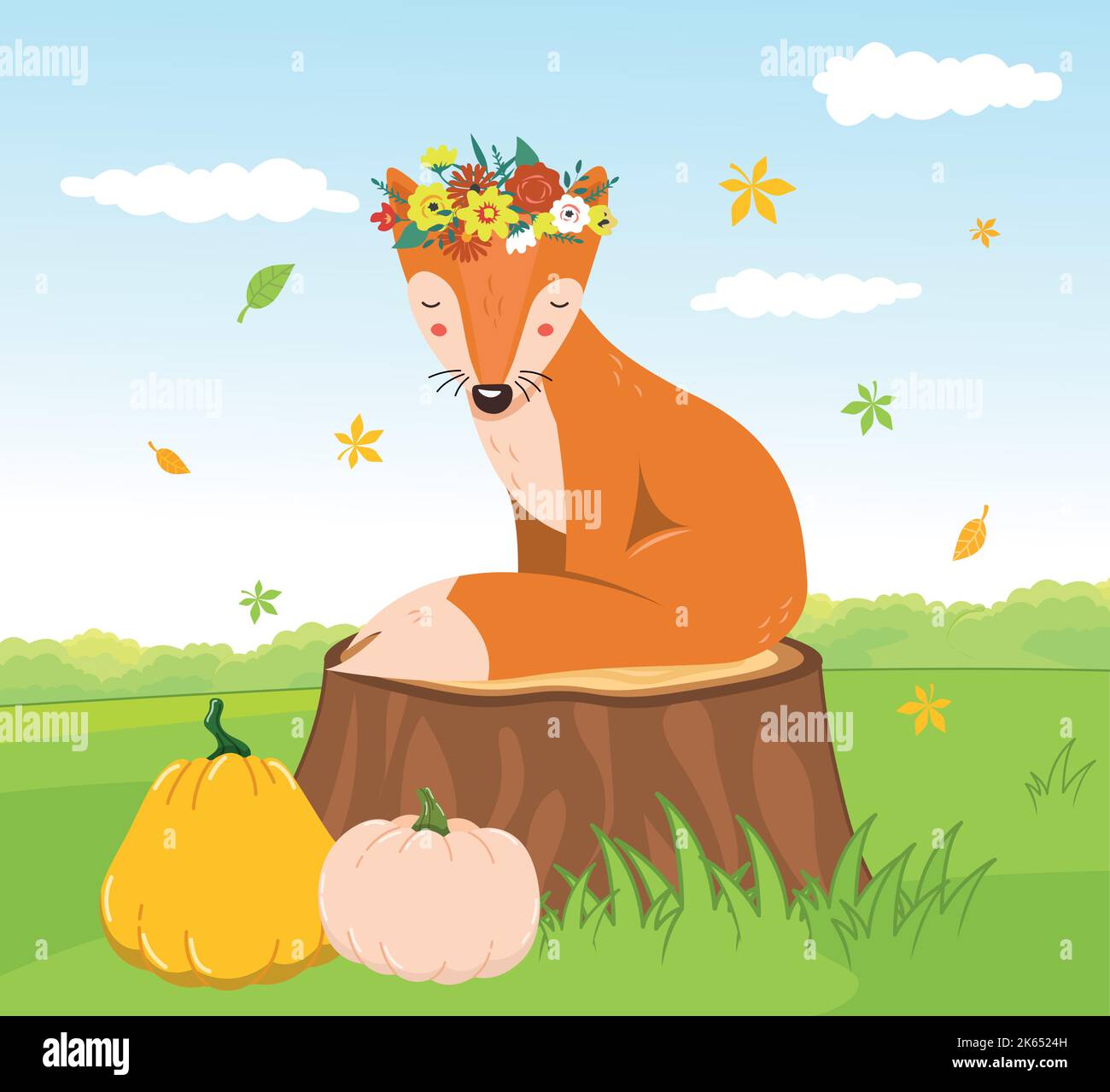 Fox on lawn Stock Vector Image & Art - Alamy