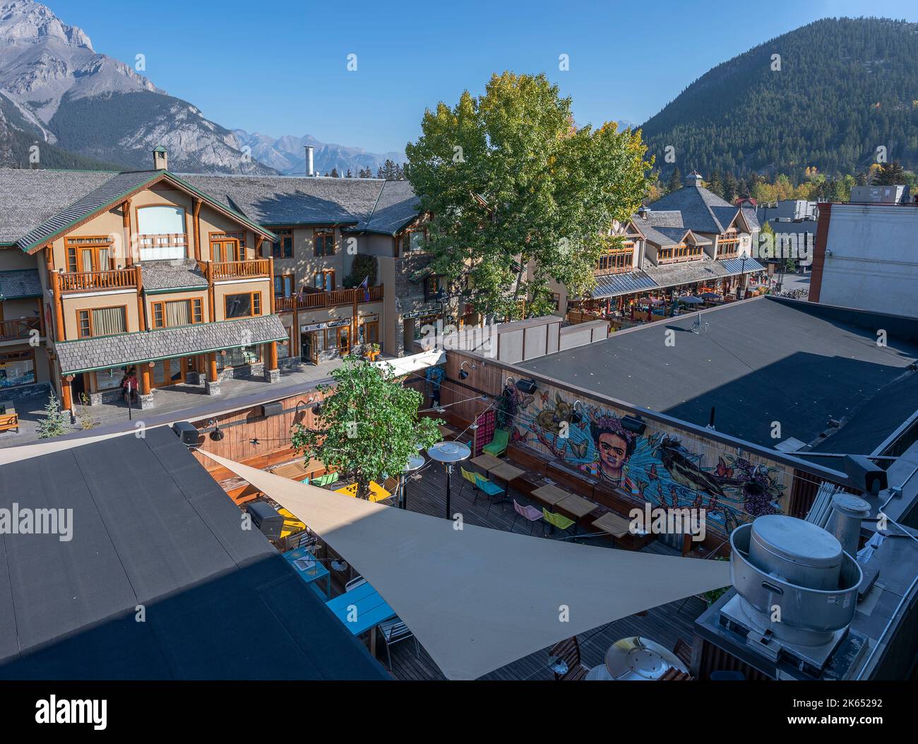 Banff, Alberta, Canada – October 07, 2022: Overview of a downtown ...