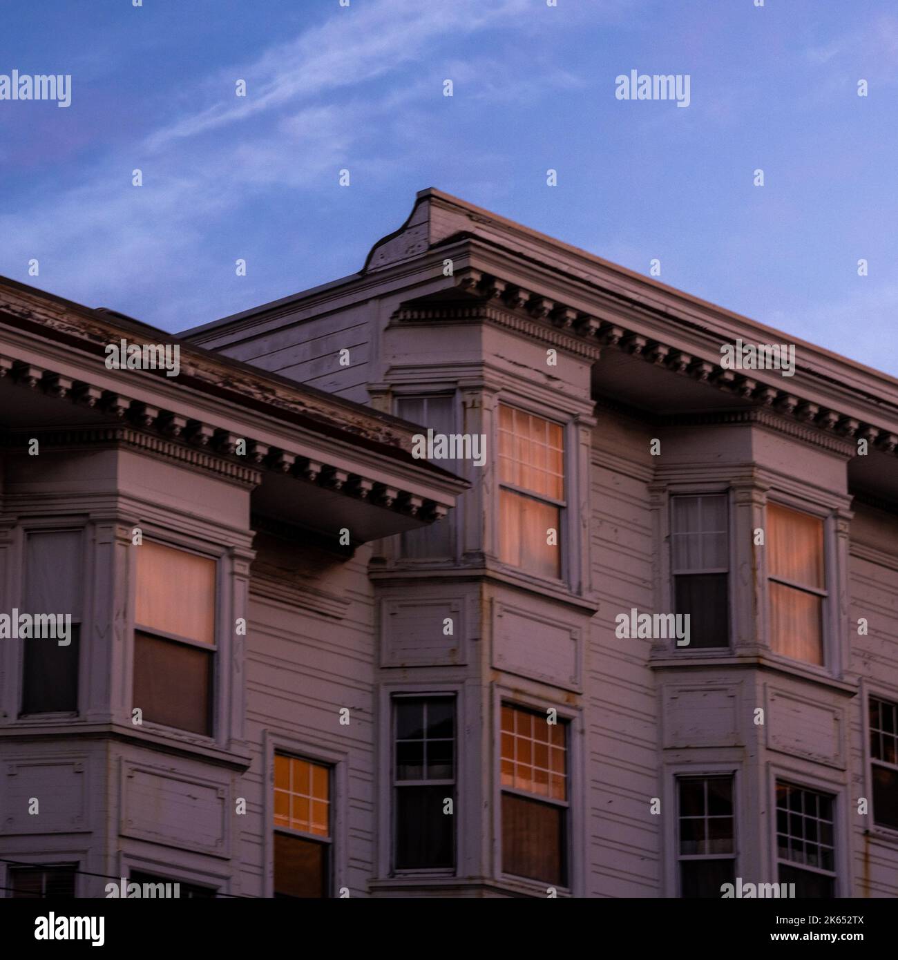 Morning Light Shines In Windows of San Francisco neighborhood Stock ...