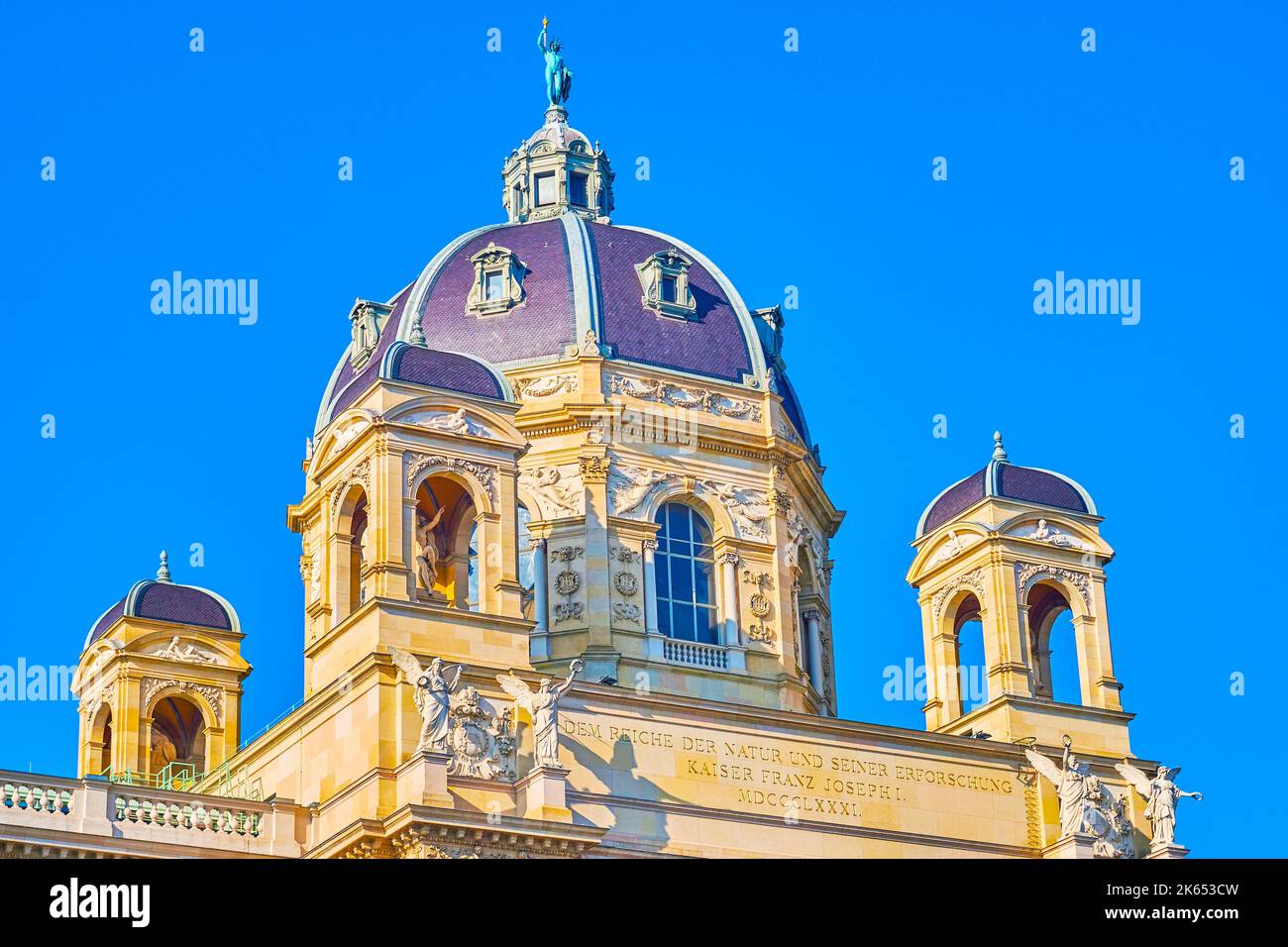 The dome of Viennese Natural History Museum on Maria-Theresien-Platz ...