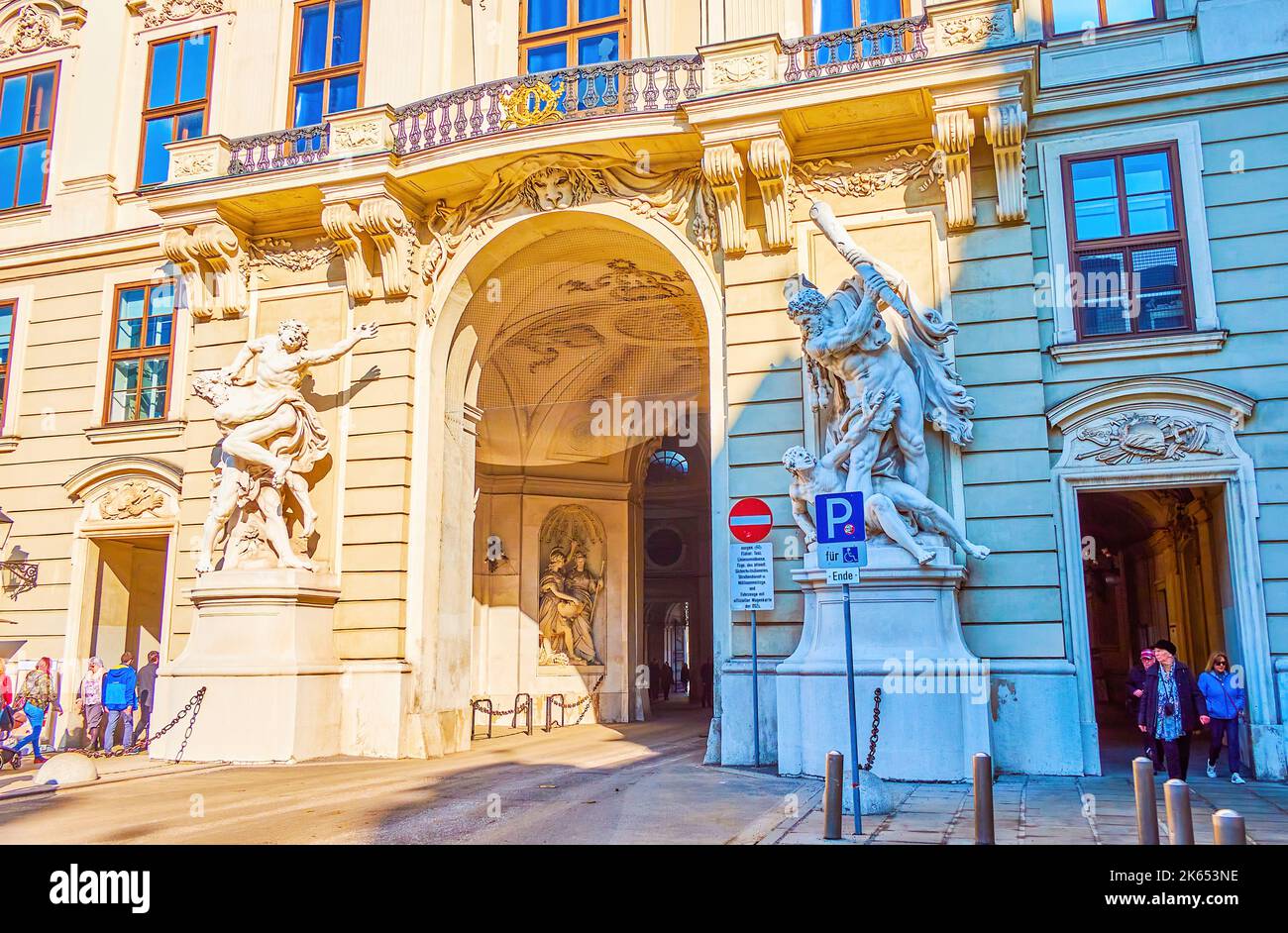 VIENNA, AUSTRIA - FEBRUARY 17, 2019: The gates to passage of Hofburg ...