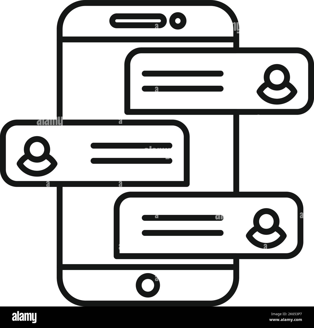 Smartphone forum icon outline vector. Online chat. Media group Stock ...