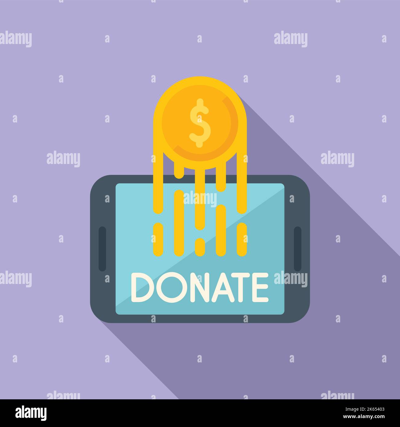 Donate online money icon flat vector. Help gift. Support aid Stock ...