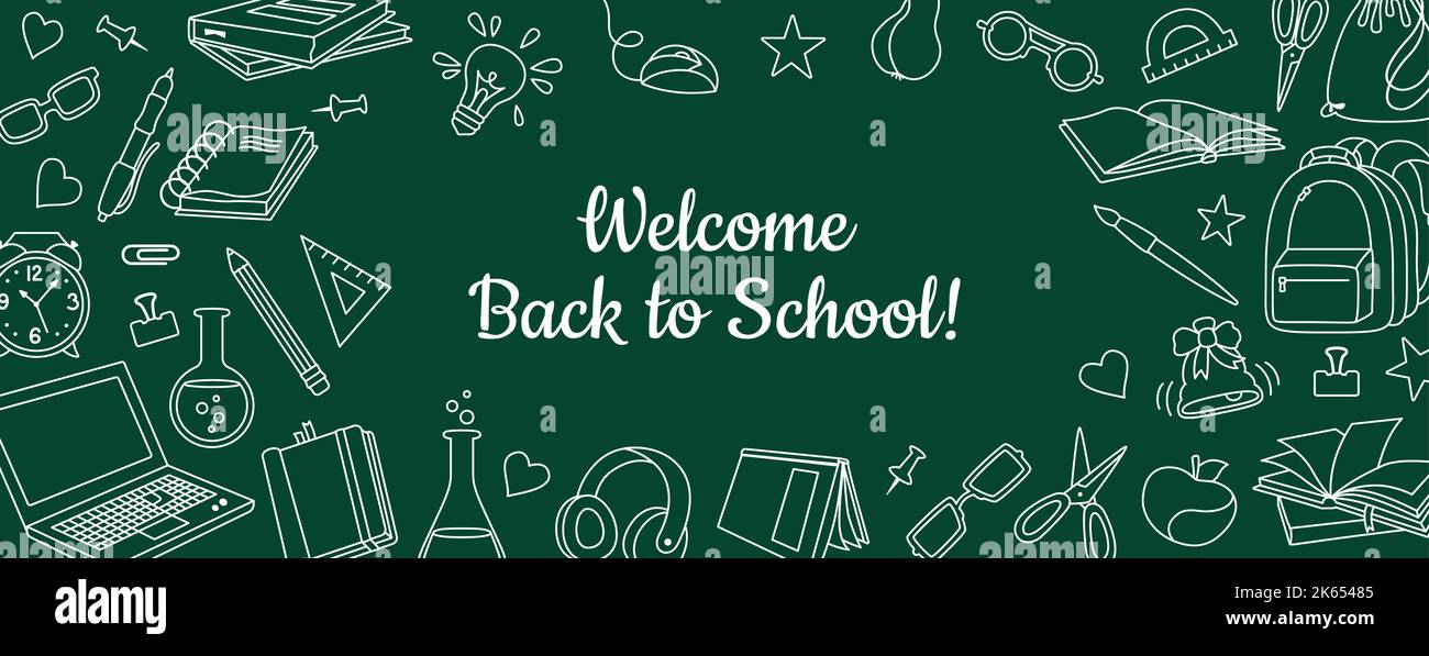 Back to School Welcome banner school board. Advertisement poster ...