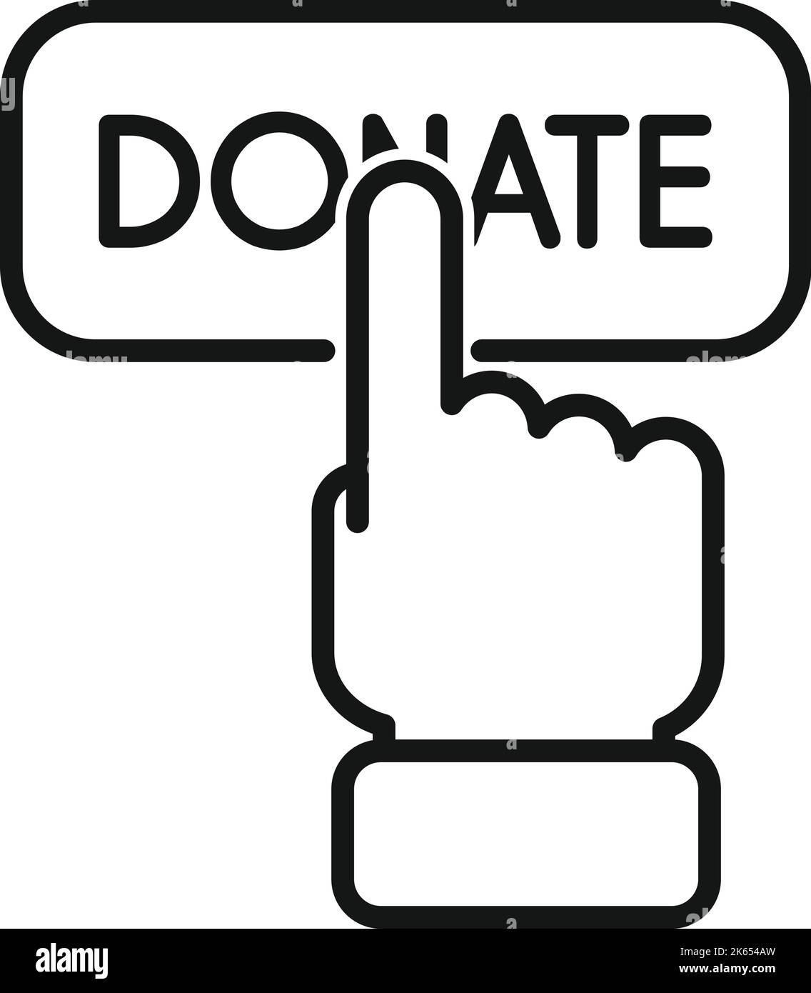 Donate click button icon outline vector. Charity help. Gift heart Stock ...