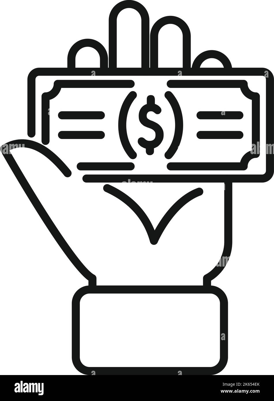 Hand give money cash icon outline vector. Charity donate. Giving heart ...