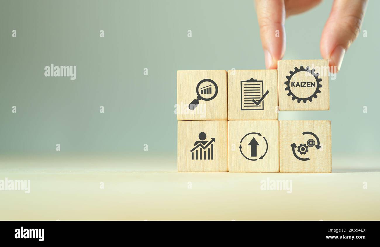 Kaizen concept; the continuous improvement in business for efficiency ...