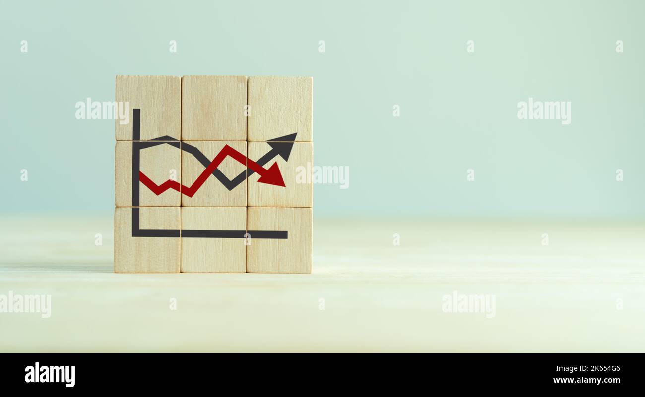 Stagflation, finance crisis ,economic recession concept. High inflation, low economic activities ...