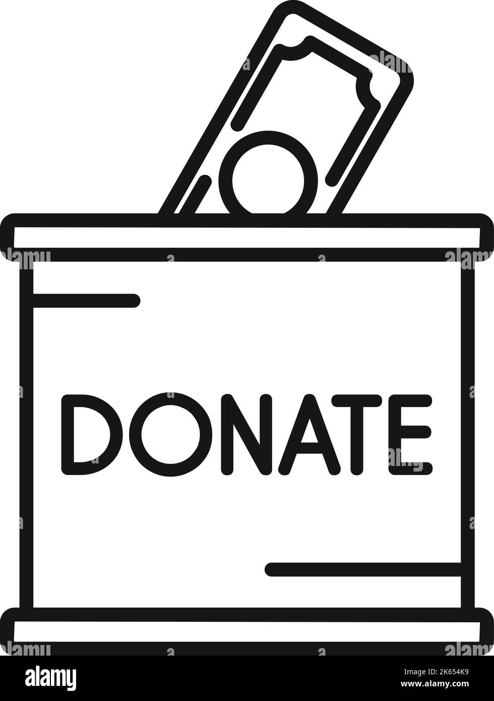 Donate money box icon outline vector. Charity help. Human fund Stock ...