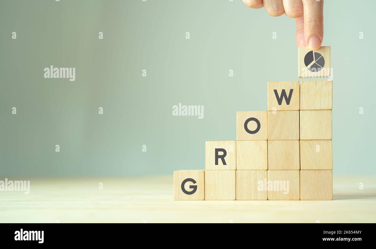 Growing business concept. Increase market share, growth of business ...