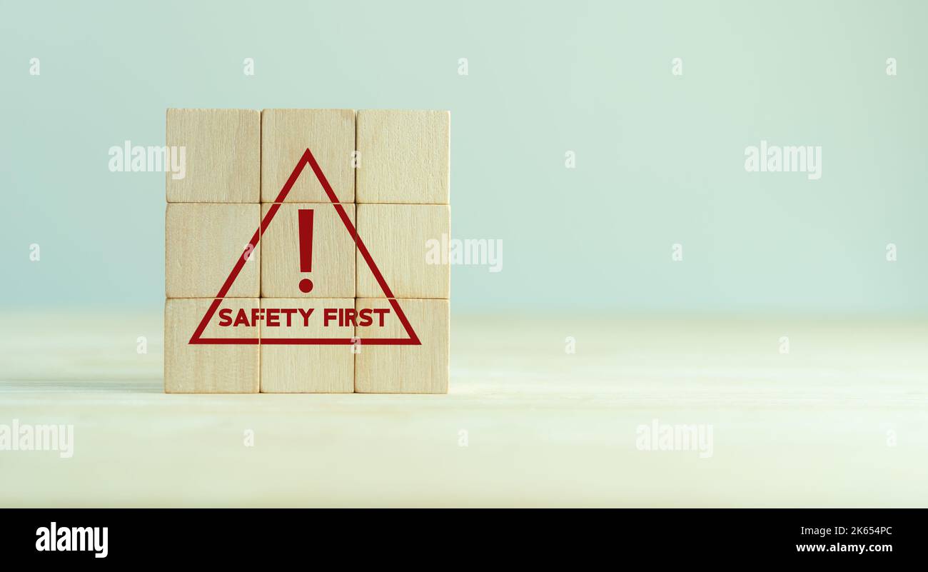 Safety first and work safety concept. Safety at workplace, safety first ...