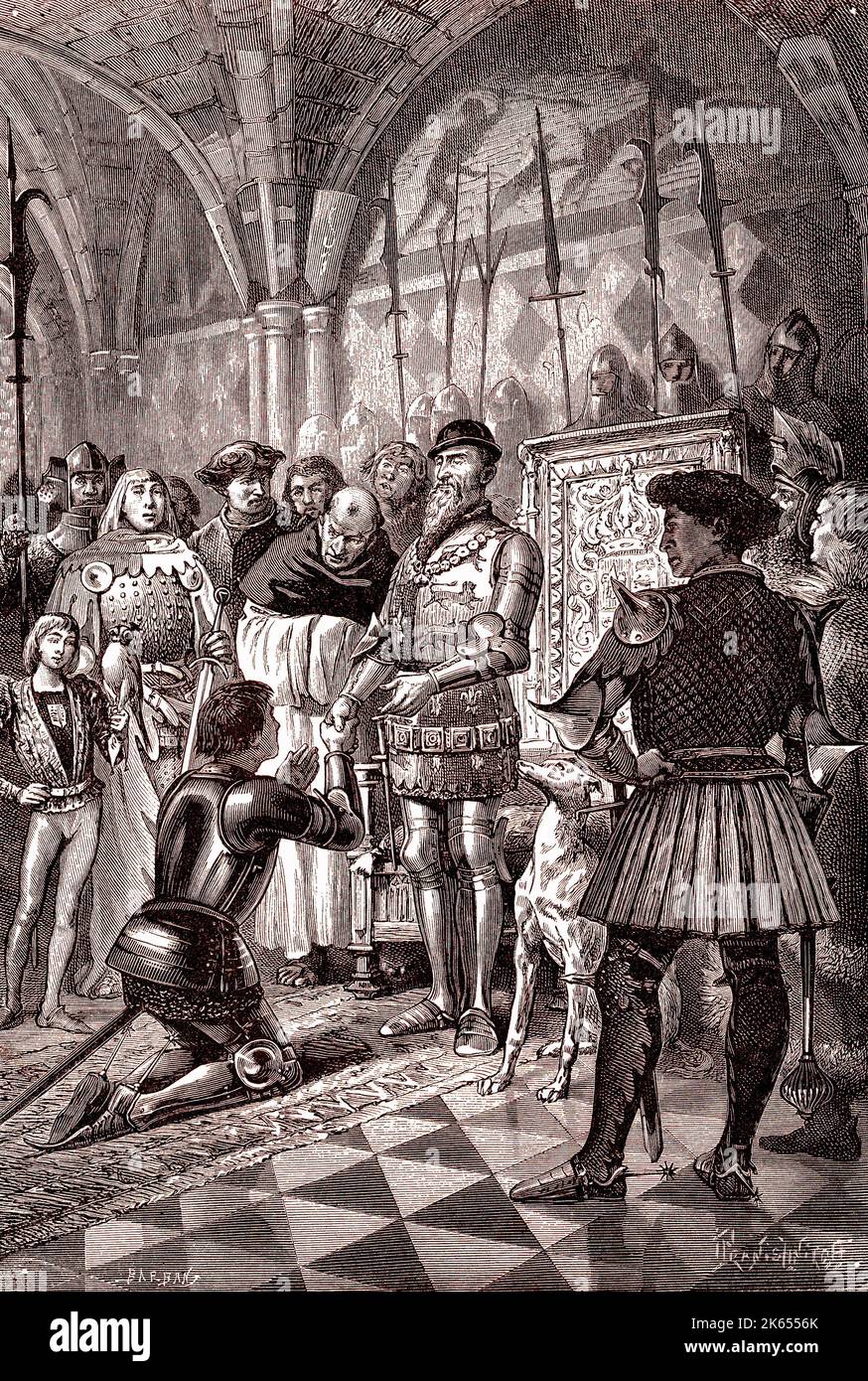 Sir John de Coupland being knighted, illustration Stock Photo - Alamy