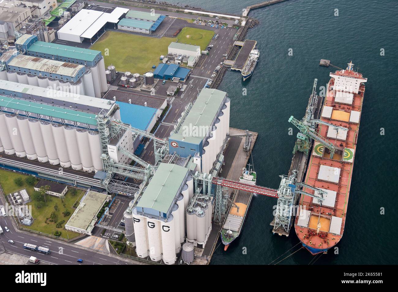 Grain terminal, Kagoshima, Japan, aerial photograph Stock Photo - Alamy
