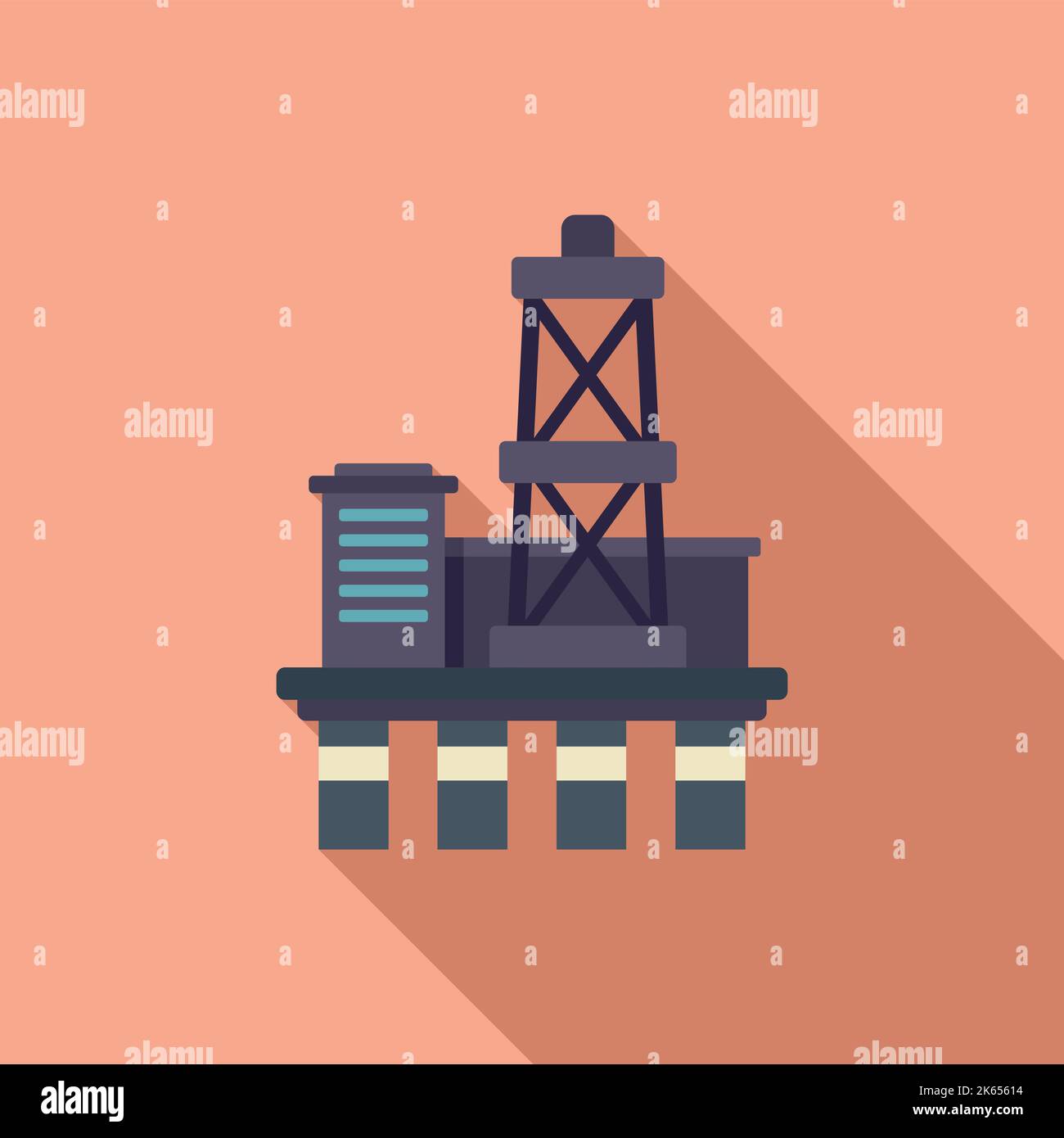 Drilling rig icon flat vector. Oil sea. Ocean platform Stock Vector ...