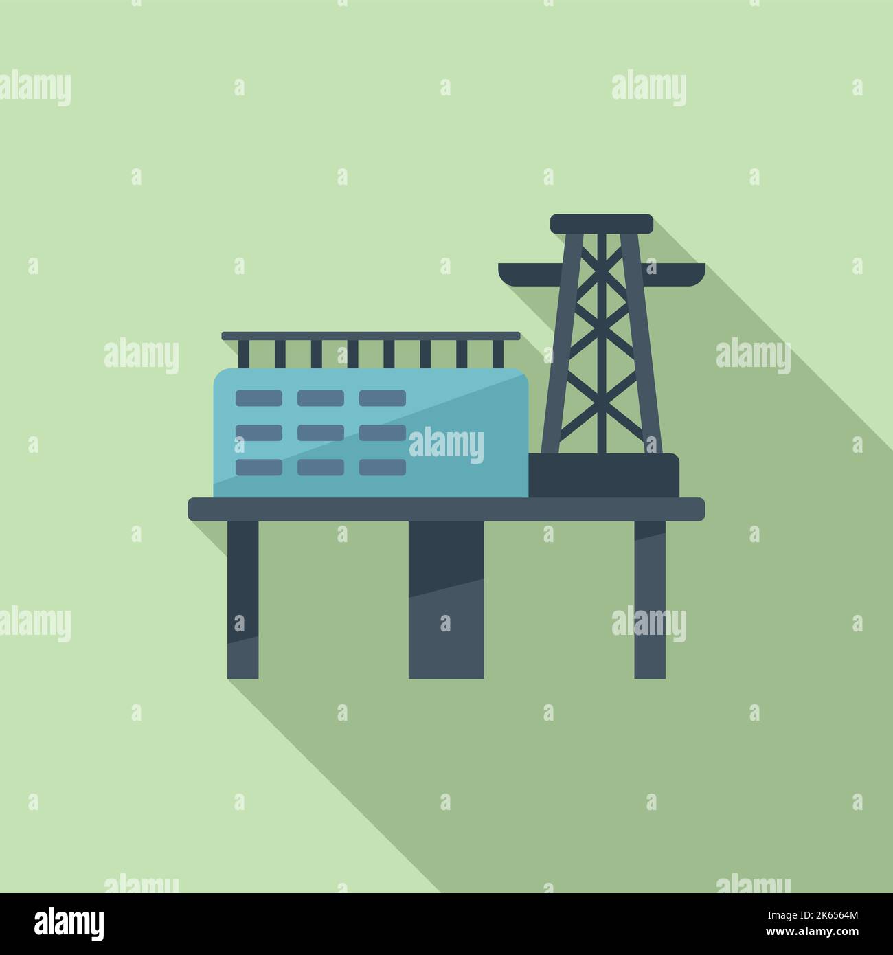 Rig production icon flat vector. Gas platform. Ocean drilling Stock ...